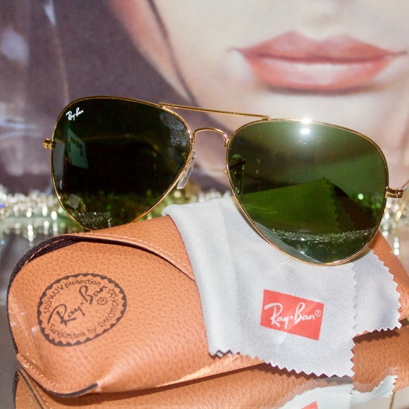 Ray-Ban | Accessories | Ray Ban Smoke Green Lenses On Gold Frame | Poshmark